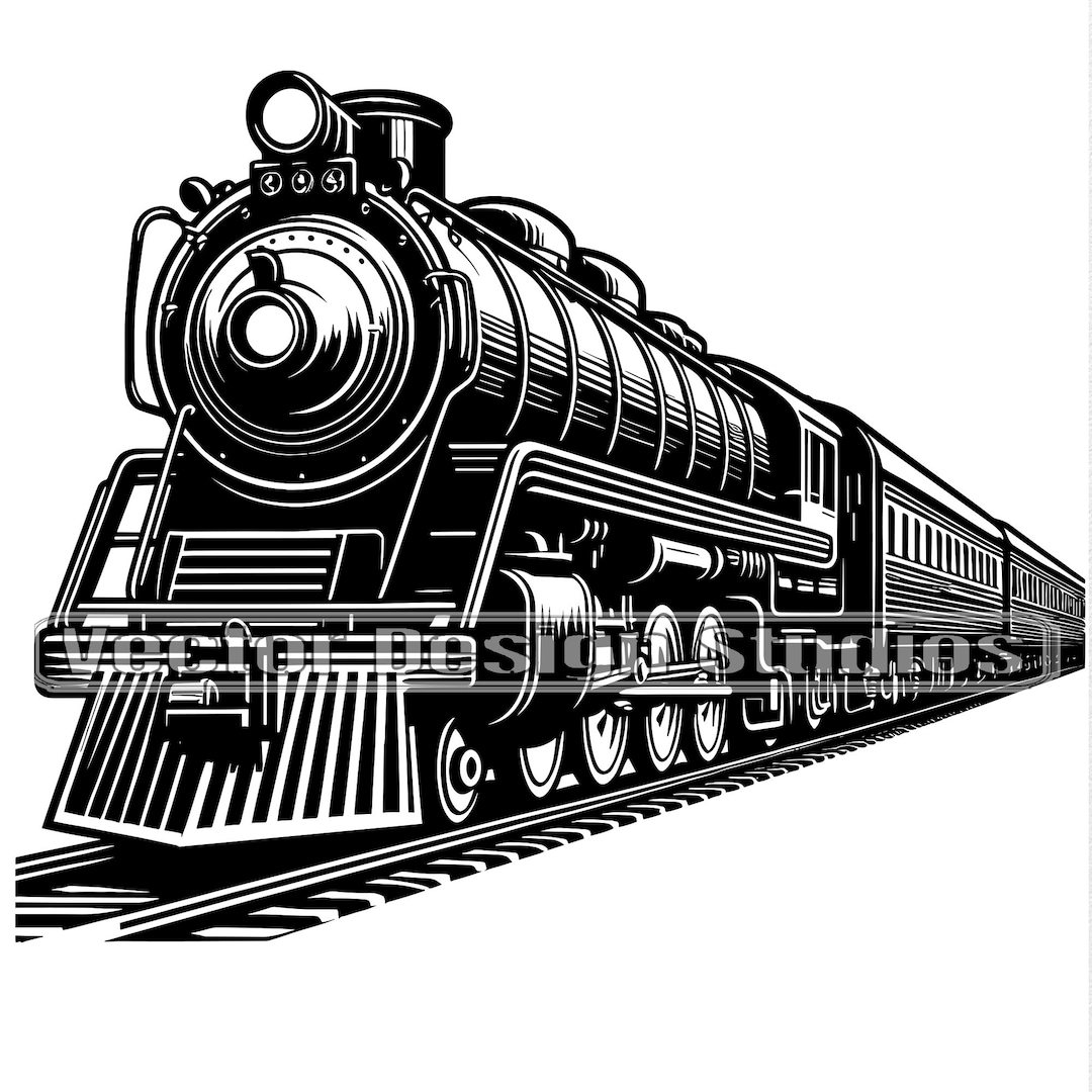 Steam Engine Train SVG, Locomotive Clipart, Vector Silhouette (digital ...