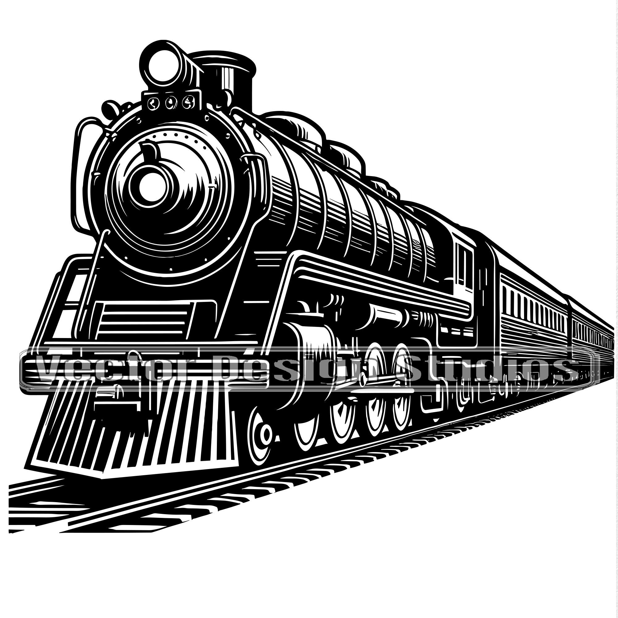 Locomotive Train Svg & PNG Files, Steam Engine Trains Silhouette Vector ...
