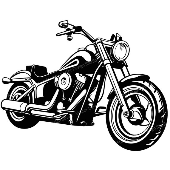 Chopper Motorcycle Clipart Black And White
