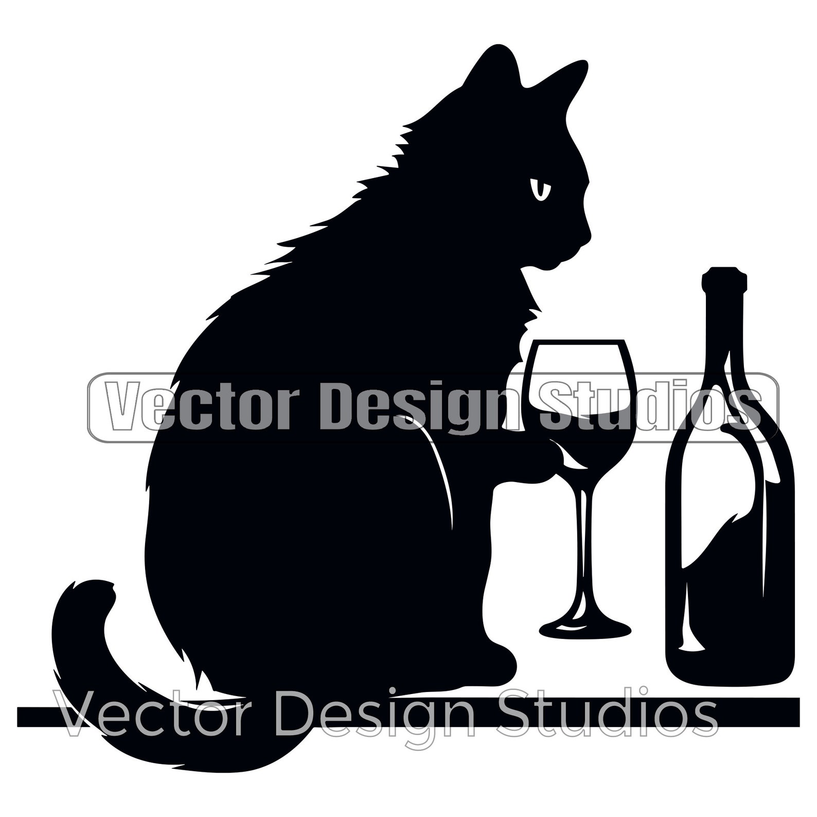 Cat Drinking Wine SVG & Png Files, Wine Vector Images Silhouette, Funny ...