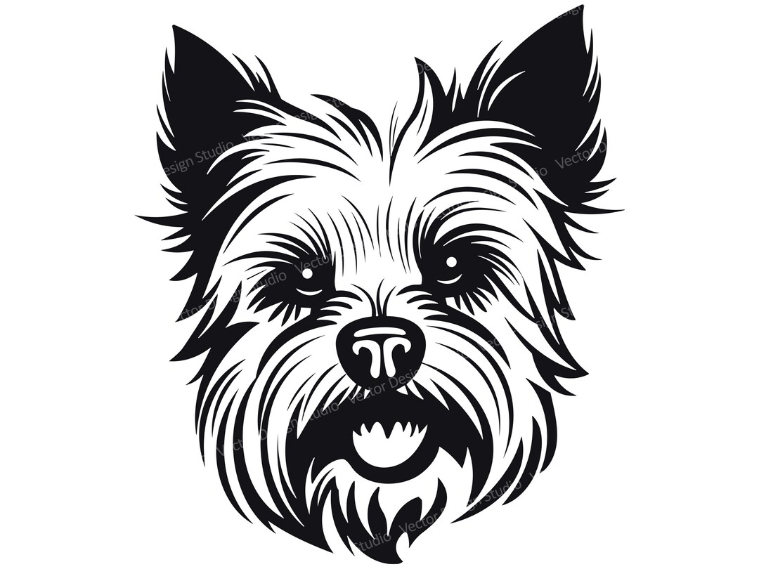 Yorkshire Terrier Head SVG File - Yorkie Face Vector Images Clipart Dog ...