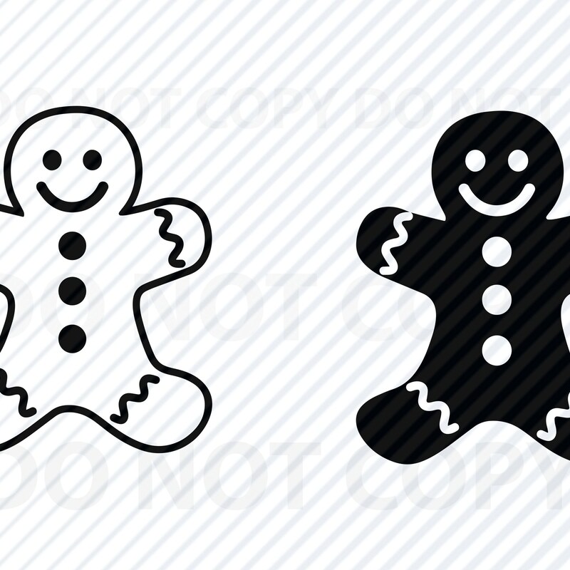 Gingerbread Man Clipart Black White - Etsy