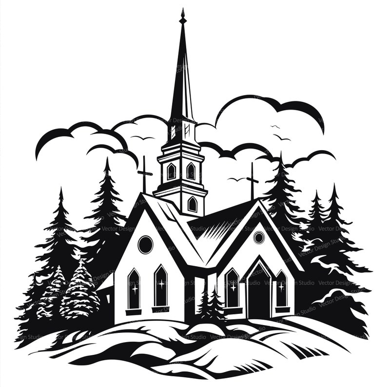 Church Svg & PNG Files, Christian Religious Scene Clipart, Silhouette ...