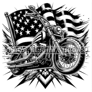 Motorcycle With USA Flag, Biker Silhouette (SVG & PNG) - Etsy