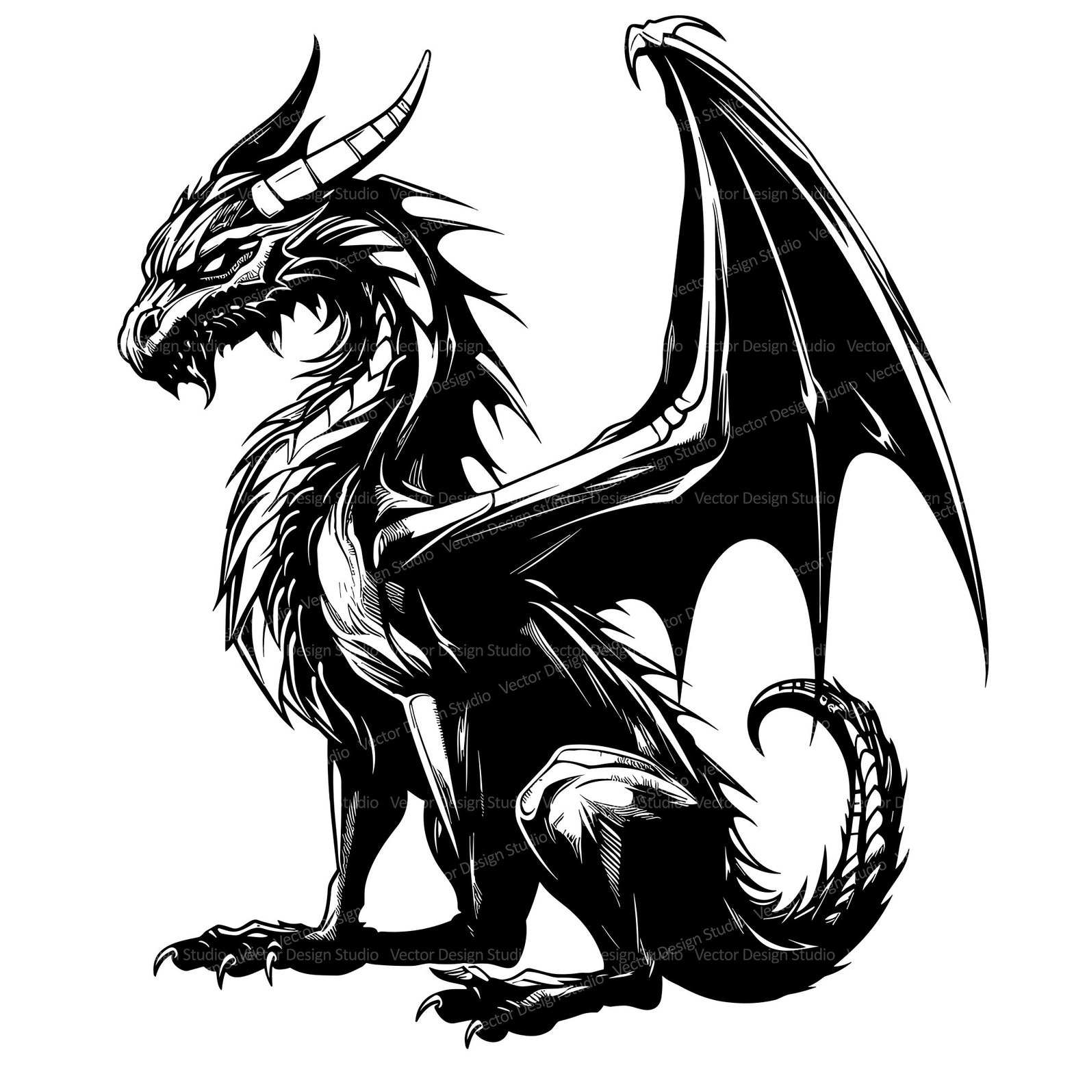 Mythical Dragon Svg & PNG Files, Fantasy Clipart Silhouette, Dragon ...