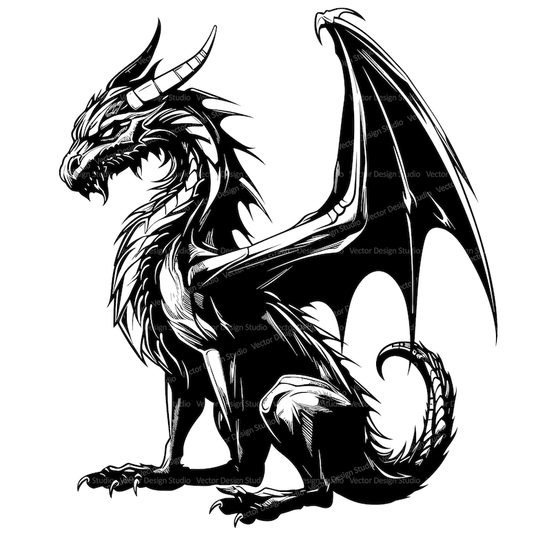 Mythical Dragon Svg & PNG Files, Fantasy Clipart Silhouette, Dragon ...