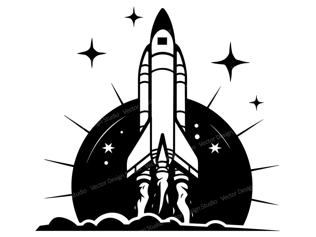 Rocket Ship SVG File, Vector Images SVG Silhouette - Rocket Launch ...