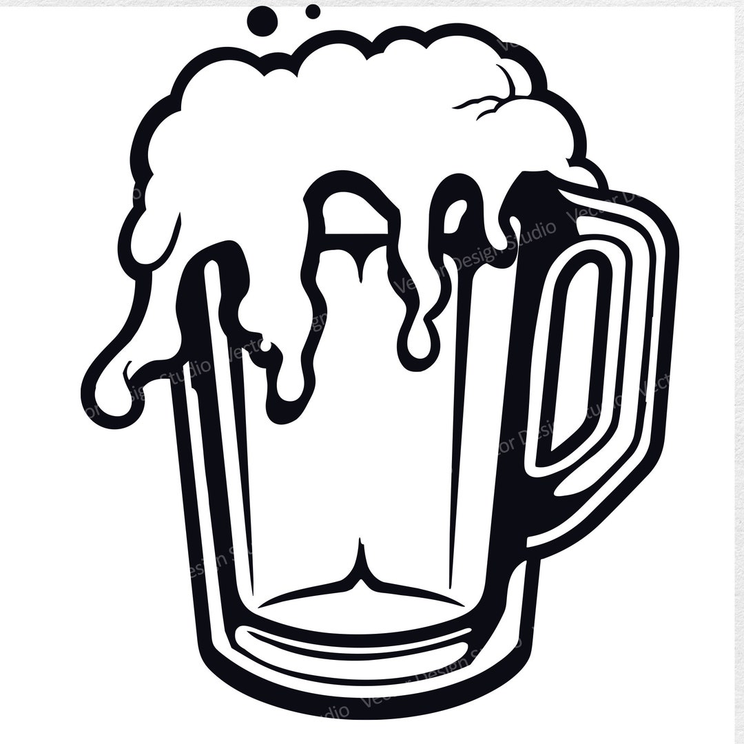 Beer Mug SVG File - Beer Glass Vector Images, Foaming Beer Silhouette ...
