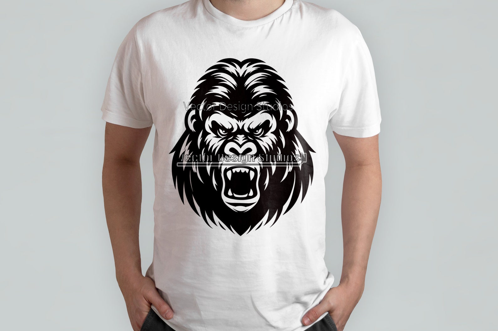 Growling Gorilla Head SVG, PNG, Ape Mascot Clipart (digital Download ...