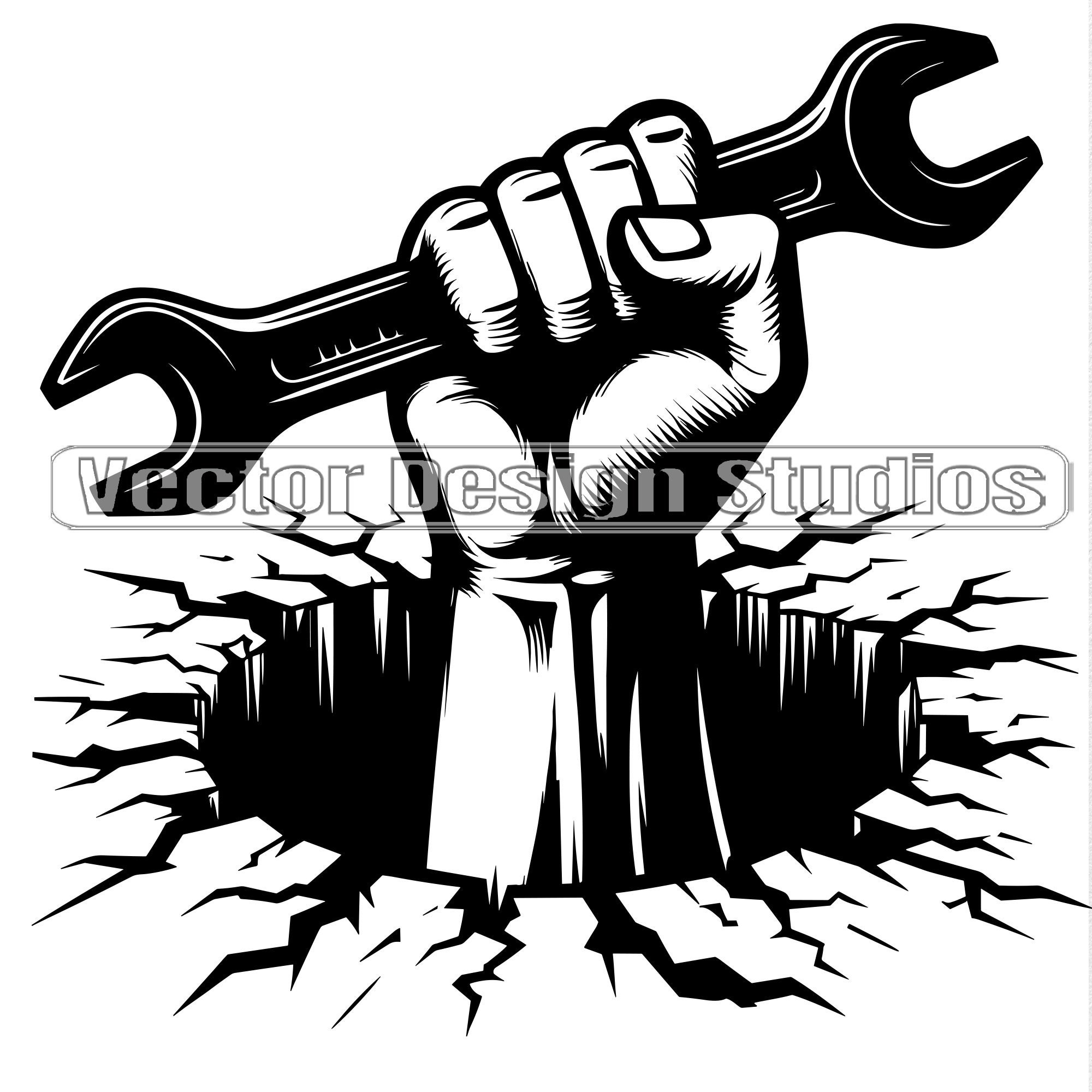 Mechanic Fist Svg & PNG Files, Mechanic With Wrench Clipart Silhouette ...