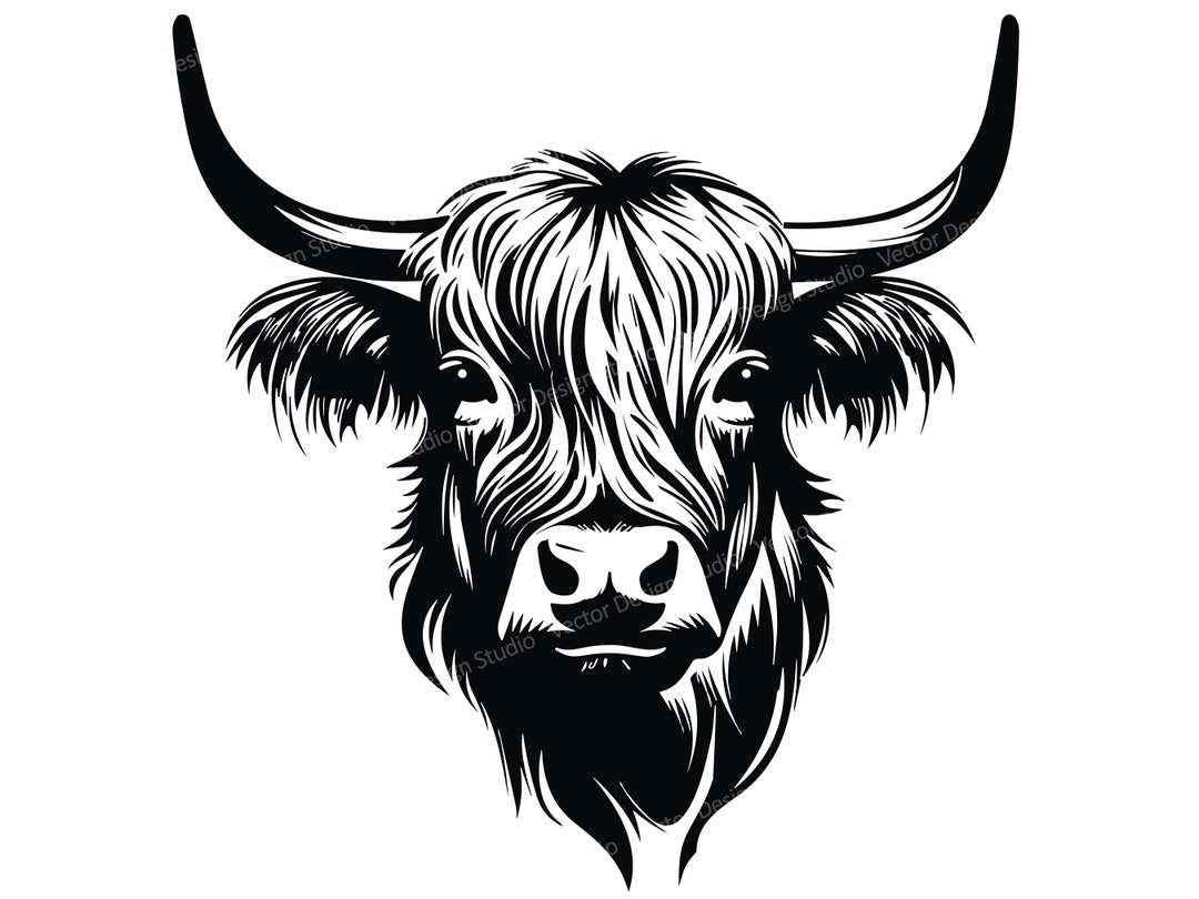 Highland Cow SVG File - Highland Cow Head Vector Images, Animal Clipart ...