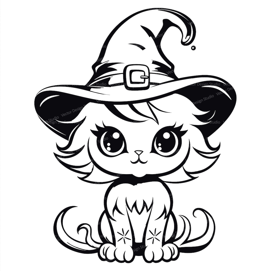 Halloween Cat Clip Art Black And White