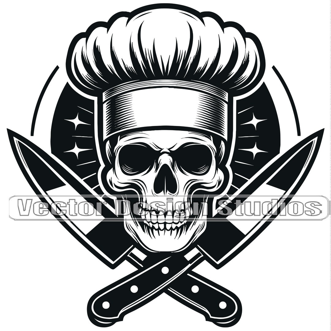 Skull Chefs Hat Svg & PNG File Graphic, Cooking Clipart Vector, Chef ...