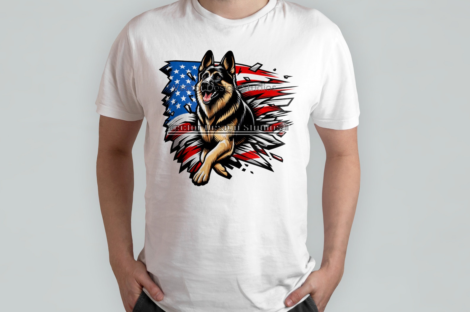 German Shepherd USA Flag Graphic, Patriotic K9 Police Dog (SVG & PNG ...