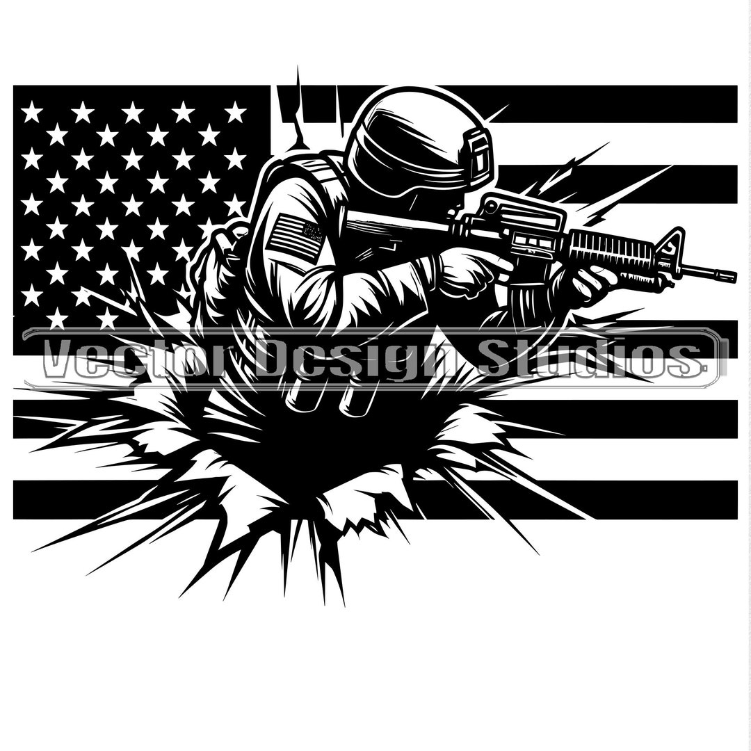 Soldier American Flag Svg And Png Files Patriotic Rifle Clipart Vector Image 4th Of July Shirt