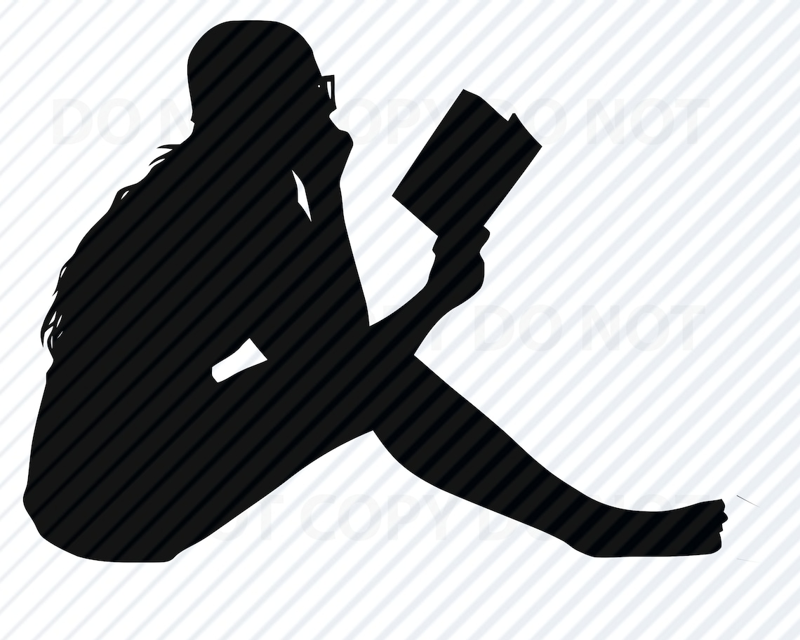 Woman Reading Book SVG Books Vector Images Silhouette Clip | Etsy