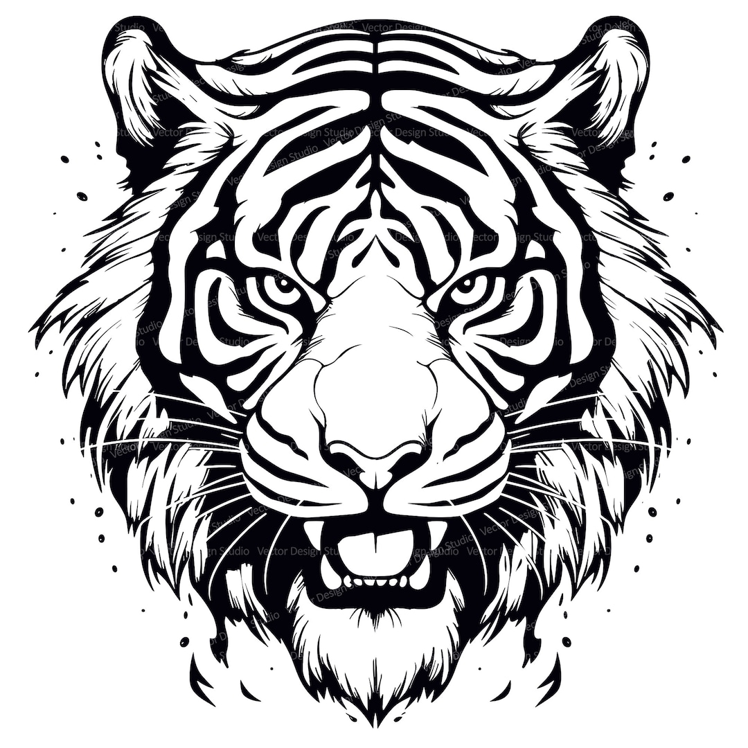 Tiger Head Svg & PNG Files, Safari Animals Clipart Silhouette Vector ...