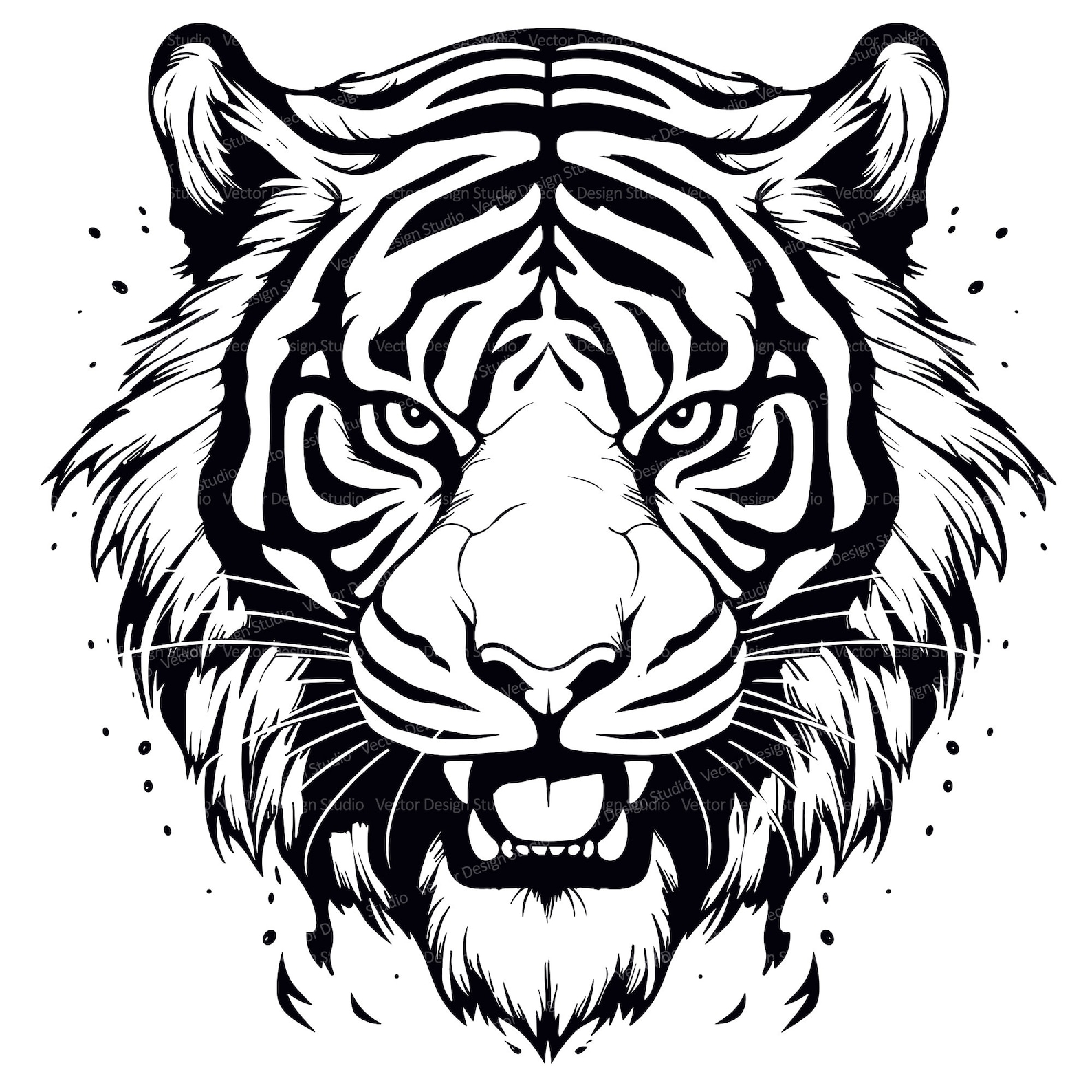 Tiger Head Svg & PNG Files, Safari Animals Clipart Silhouette Vector ...