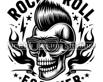Punk Skull Vector Art: Rockabilly SVG, Cricut & Silhouette (digital ...
