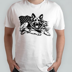 German Shepherd American Flag Svg & PNG File Graphic, Police Dog Vector ...