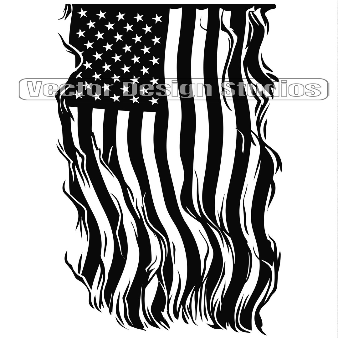 Distressed Waving American Flag Svg & PNG Files, Patriotic USA 4th of ...