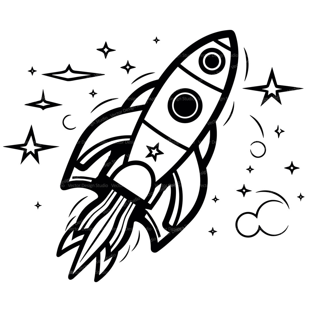 Rocket Ship Svg & PNG Files, Outer Space Clipart Illustration, Vector ...