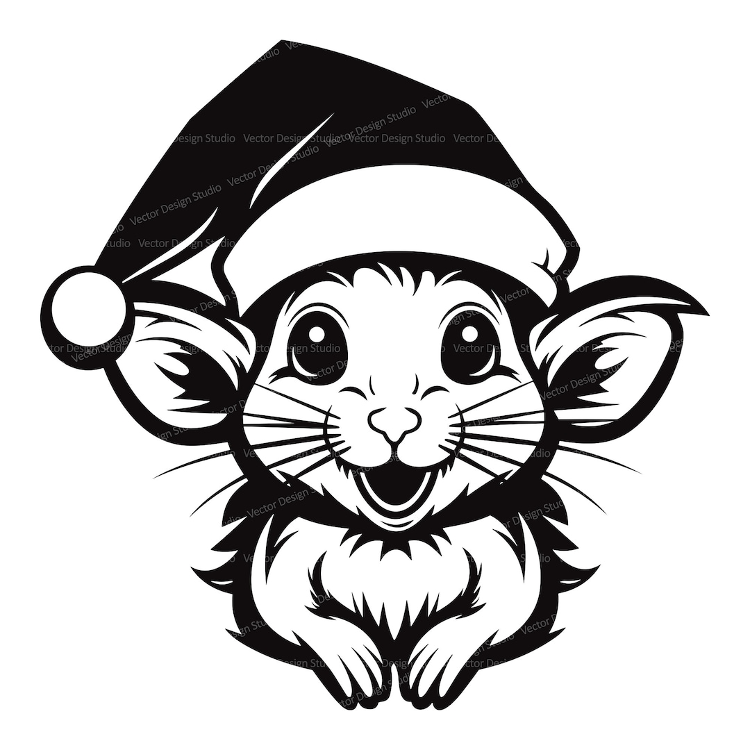 Christmas Mouse Svg & PNG Files, Cute Mouse Logo Silhouette Vector ...