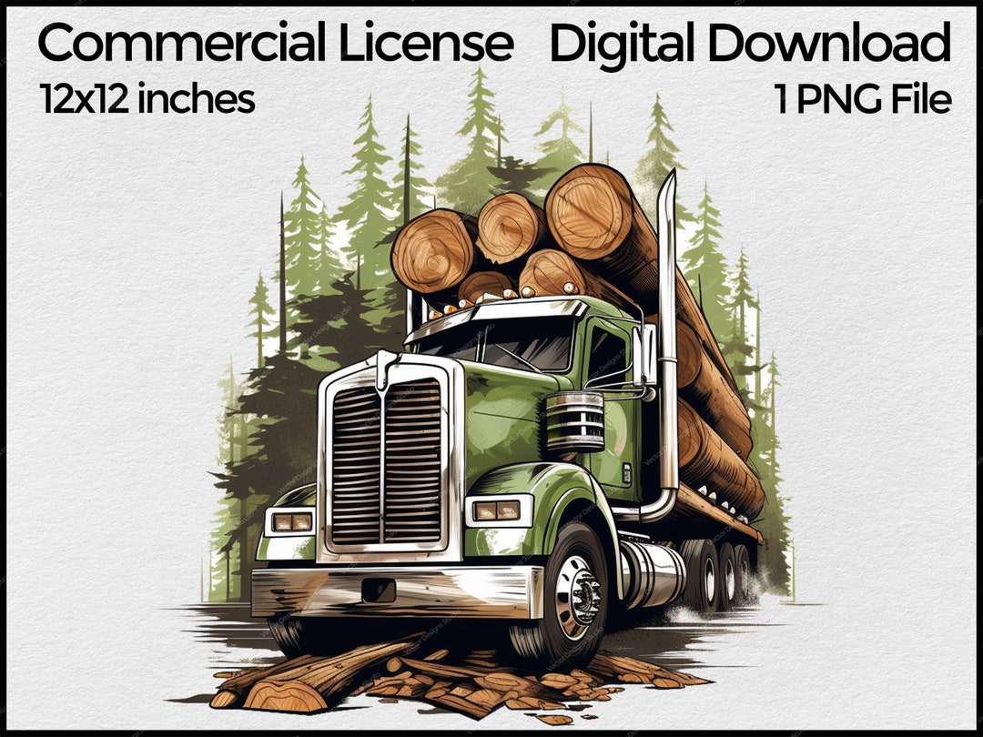 Logging Truck Png for Sublimation, Logger Truck Clip Art, Logger T ...