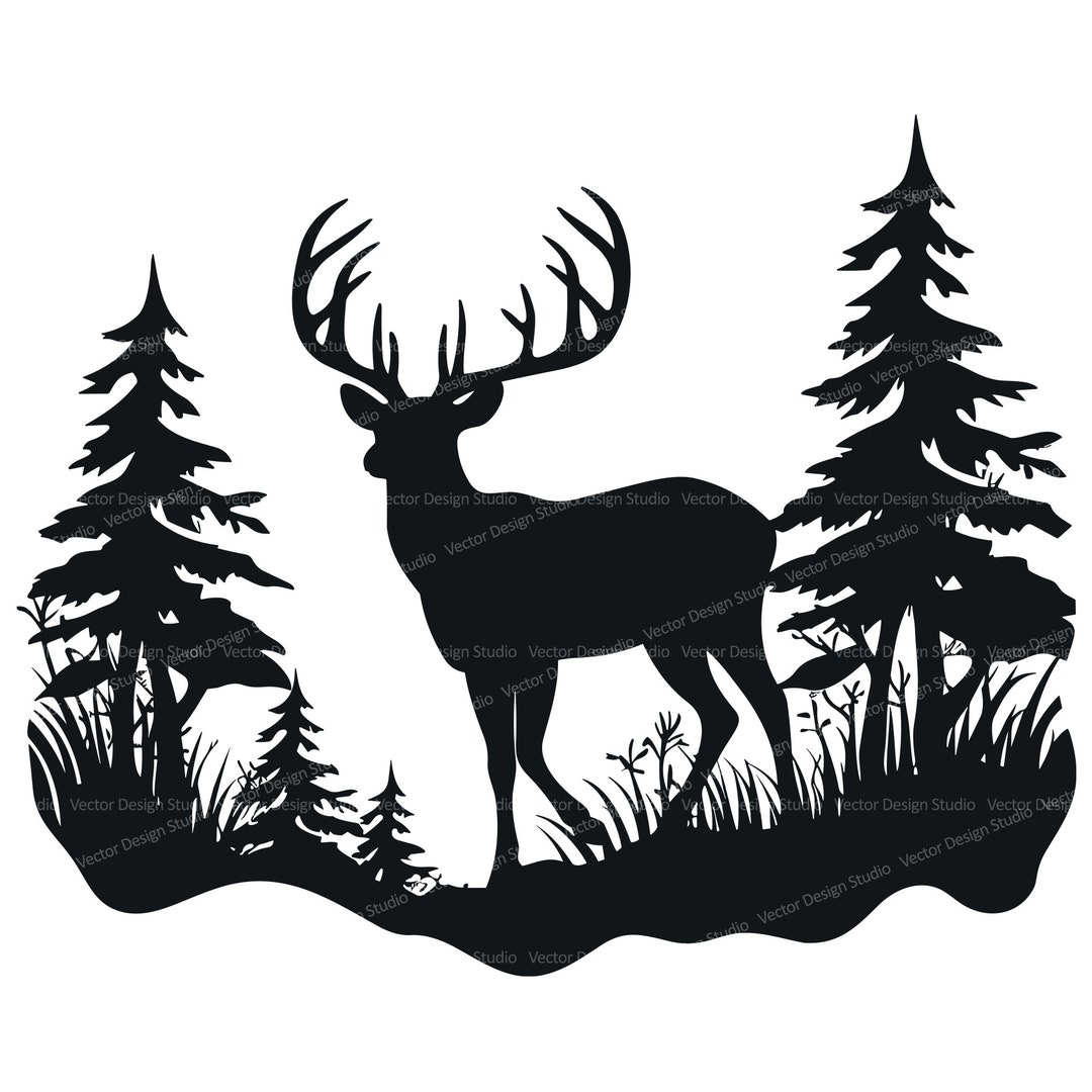 Deer Svg & PNG Files, Hunting Design Clipart, Woodland Silhouette ...