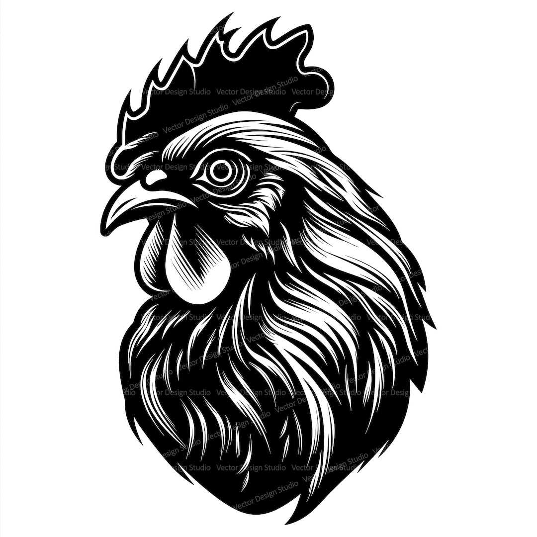 Chicken Head Svg & PNG Files, Farm Animals Hen Clipart Silhouette ...