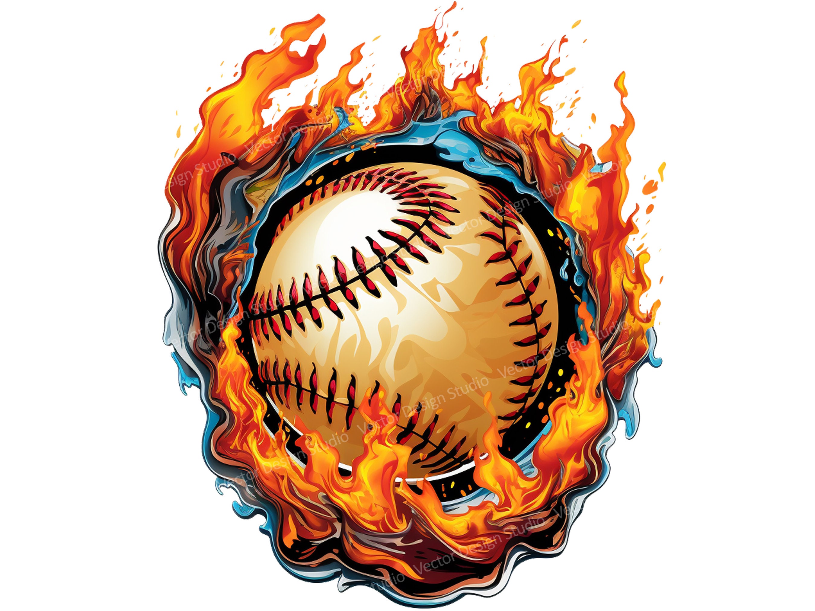 Flaming Baseball Clip Art