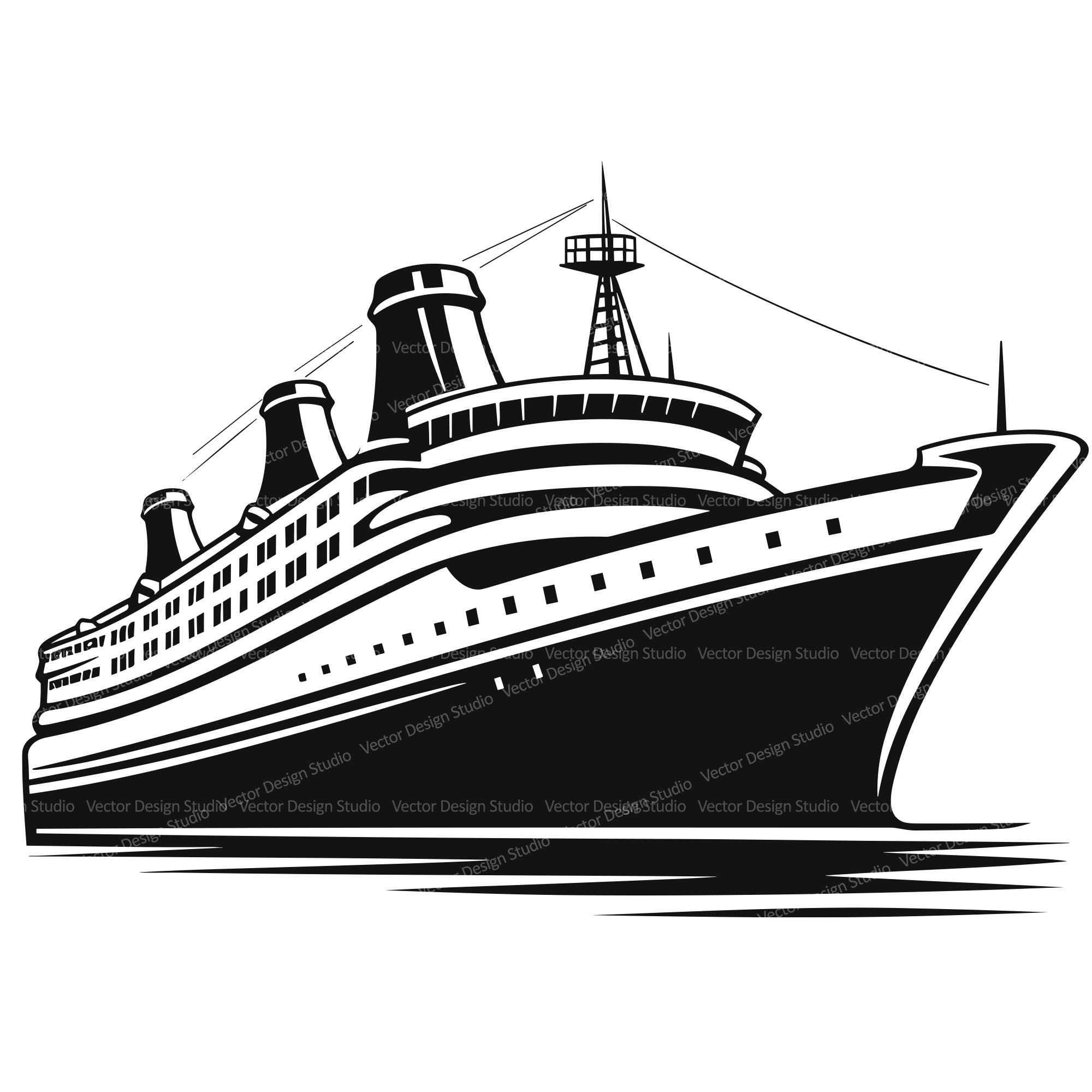 Cruise Ship Svg & PNG Files, Travel Clipart Silhouette Vector Image ...
