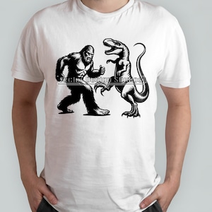 Bigfoot Vs T-rex Svg & PNG Files, Dinosaur Silhouette Vector Clipart ...