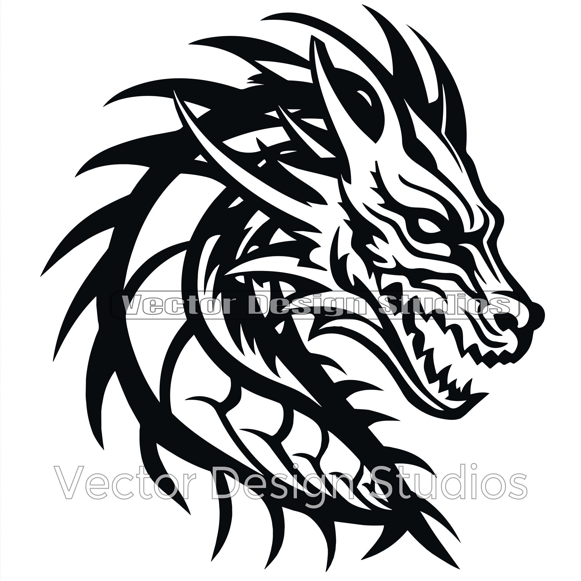 Simple Dragon Head Outline