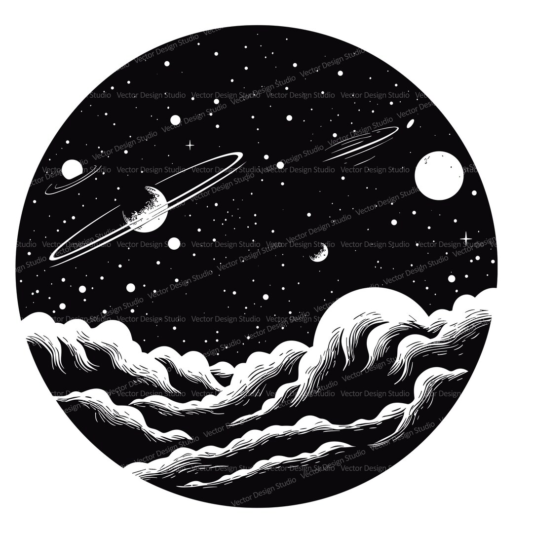 Outer Space Svg & PNG Files, Solar System Clipart, Celestial Vector ...