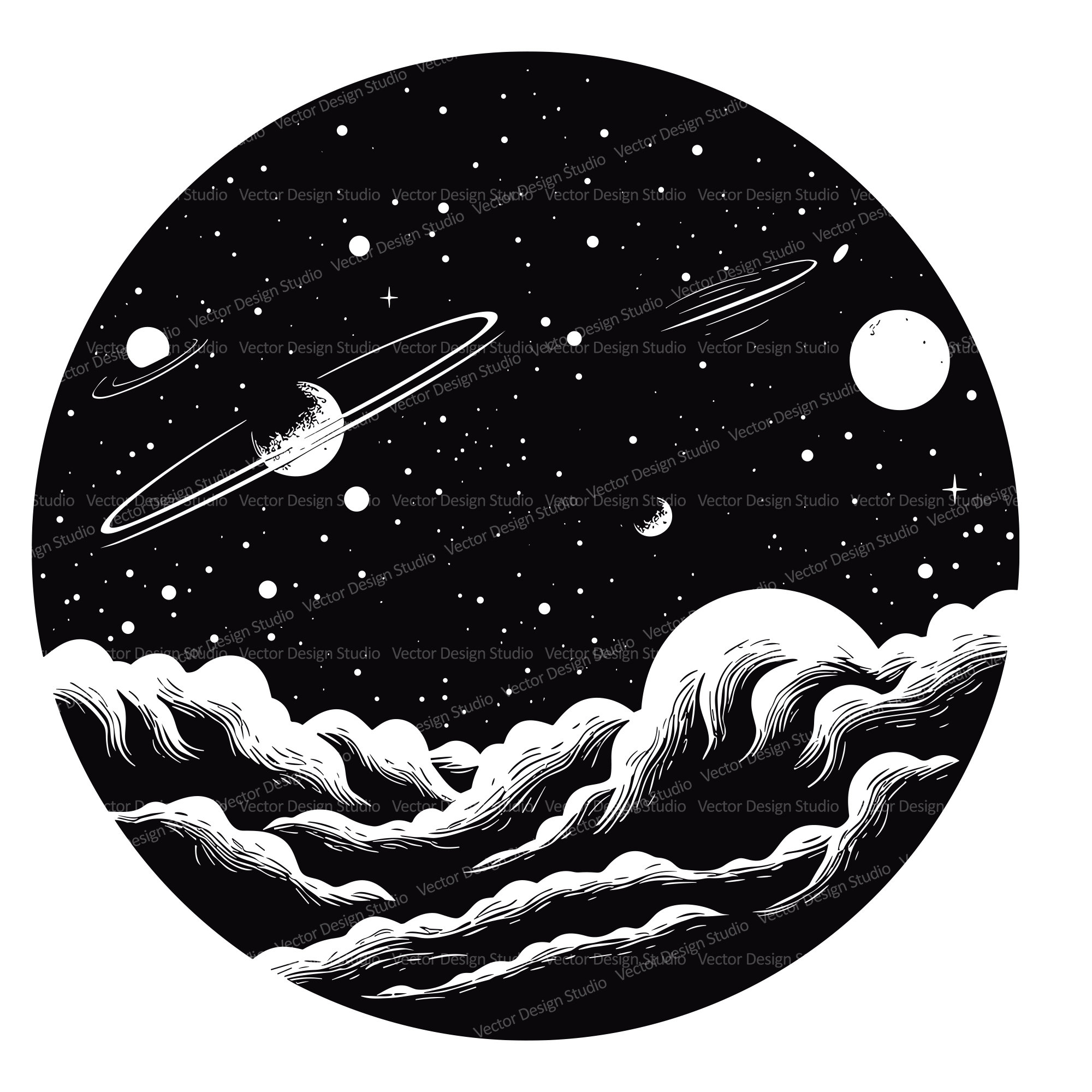 Outer Space Svg & PNG Files, Solar System Clipart, Celestial Vector ...