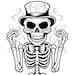 Skeleton Skull With Top Hat Svg & PNG Files, Halloween Bones Clipart ...