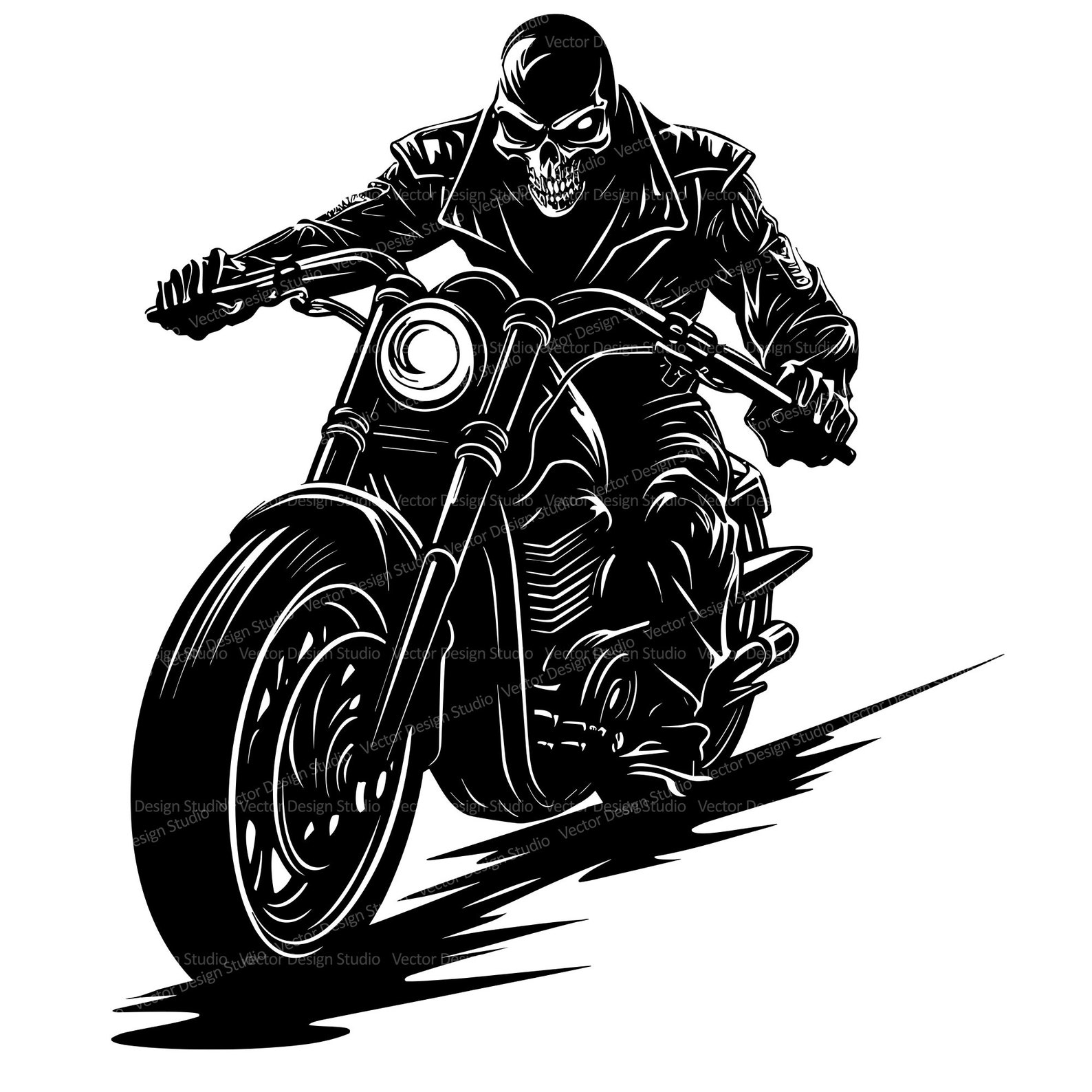 Skeleton Riding Motorcycle Svg & PNG Files, Skull Biker Clipart ...
