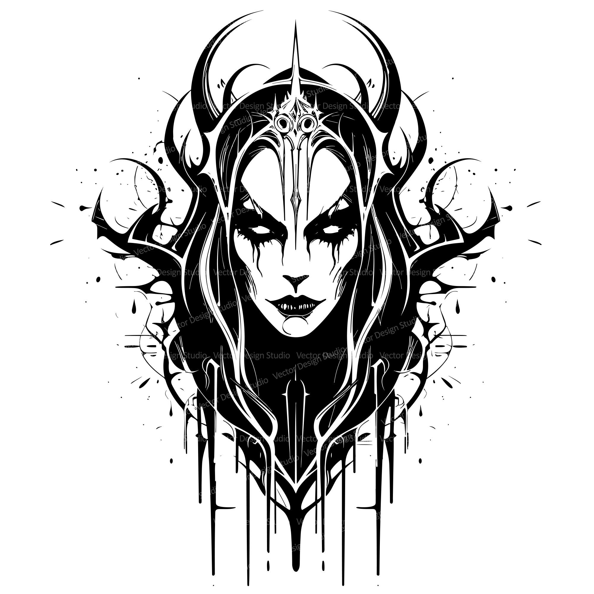 Evil Witch Svg & PNG Files, Gothic Horror Halloween, Scary Clipart ...