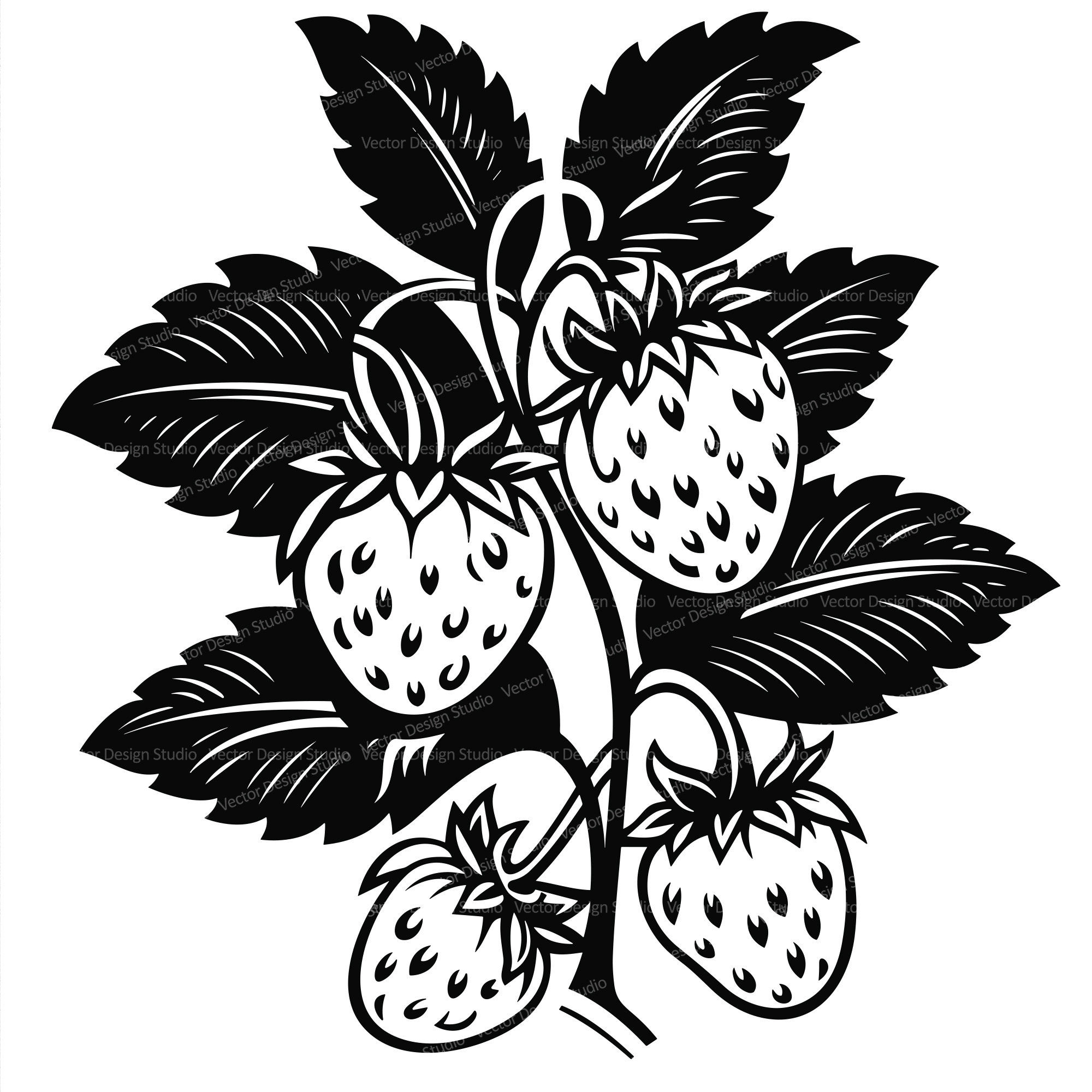 Strawberries Clip Art Black And White