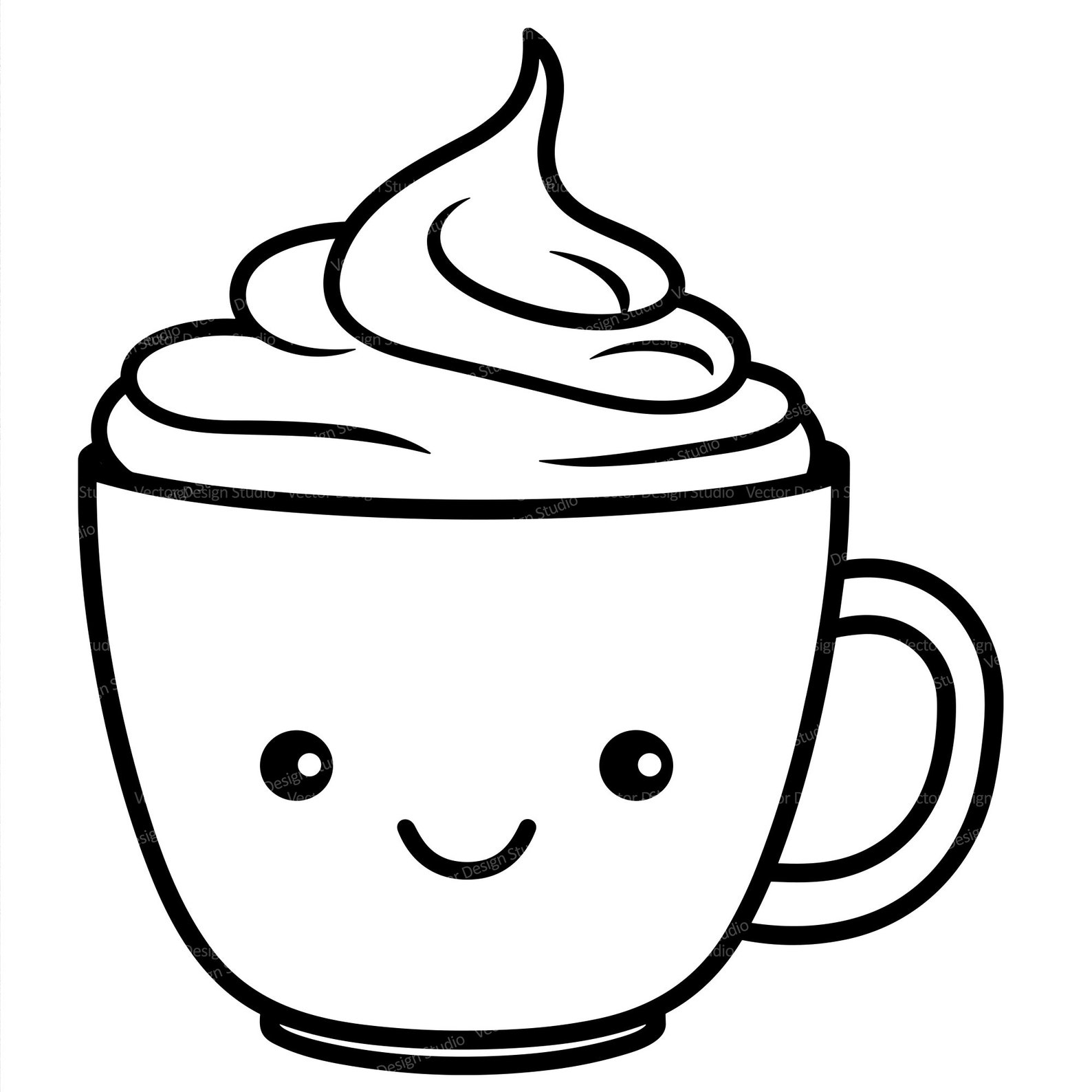 Cute Kawaii Hot Chocolate Svg & PNG Files, Winter Drink Clipart ...