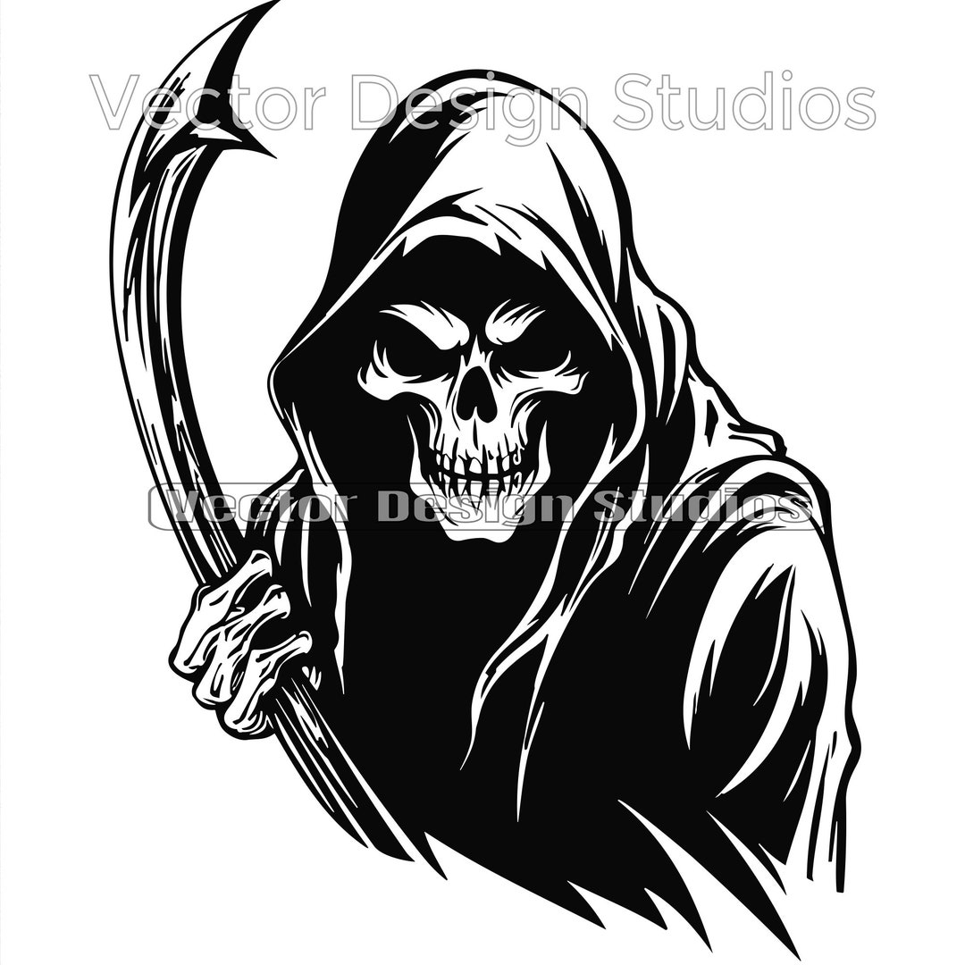 Grim Reaper Head Svg File Graphic, Grim Reaper Logo Design, Fantasy ...