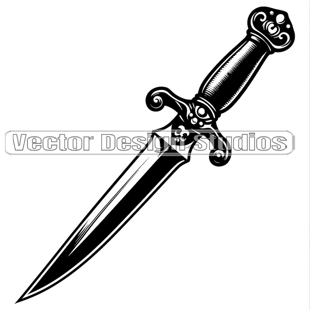 Knife Svg & PNG Files, Dagger Clipart, Dagger Silhouette Vector Image ...