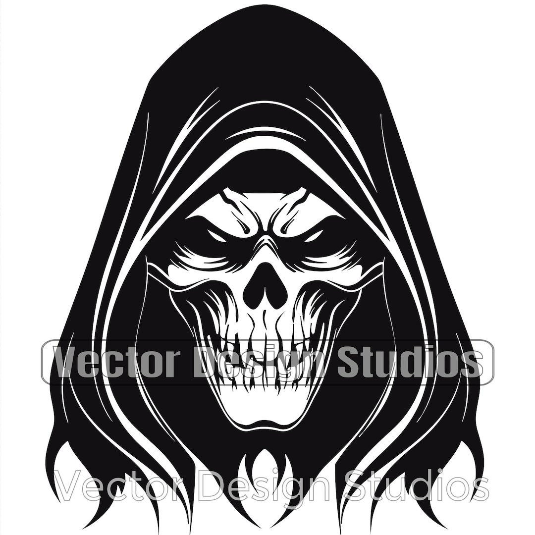 Grim Reaper Head Svg File Graphic, Grim Reaper Logo Design, Fantasy ...