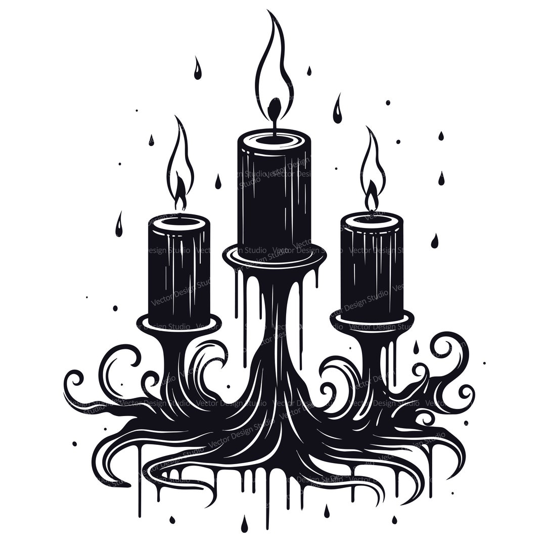 Halloween Candles Svg & PNG Files, Gothic Candle Clipart Silhouette ...