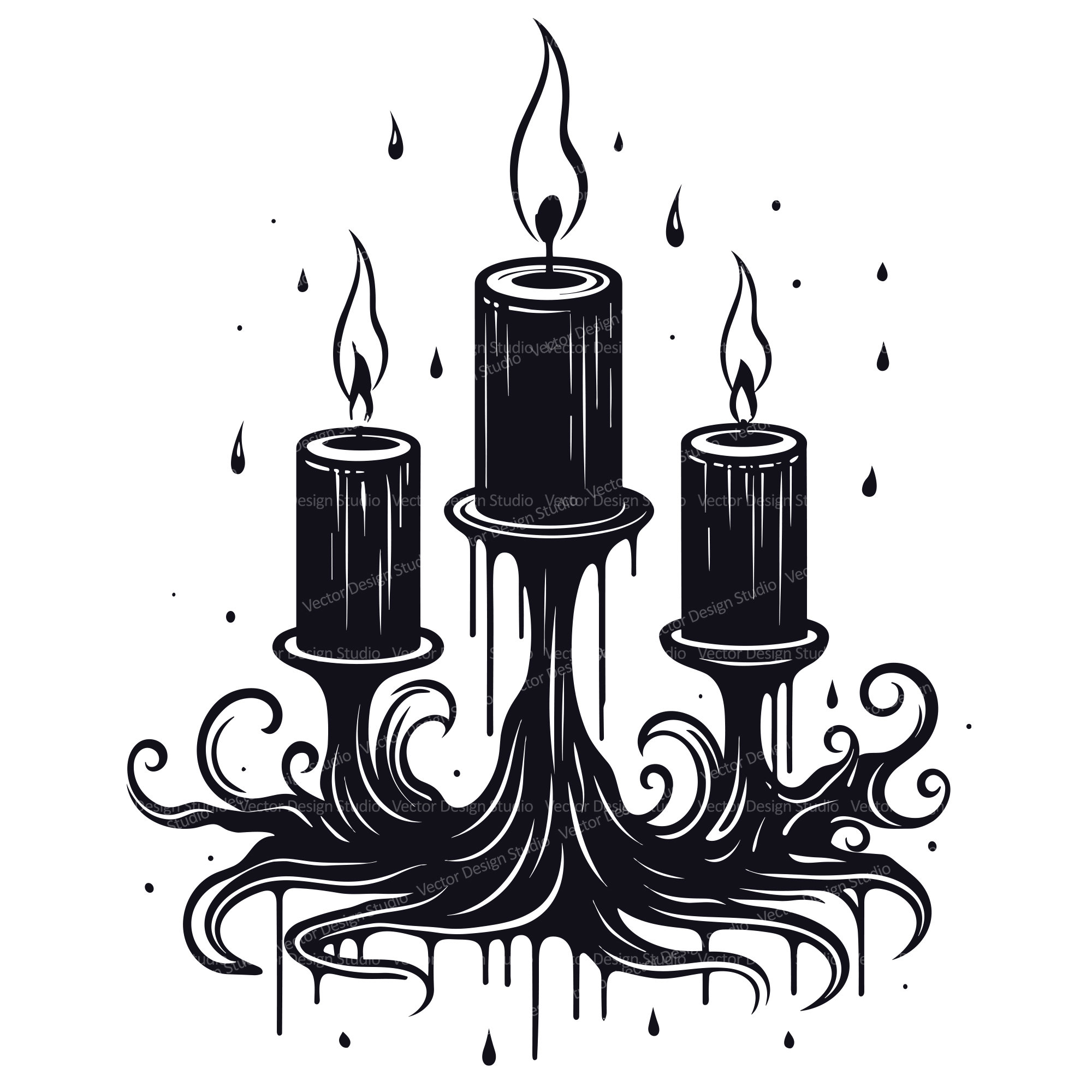 Halloween Candles Svg & PNG Files Gothic Candle Clipart - Etsy