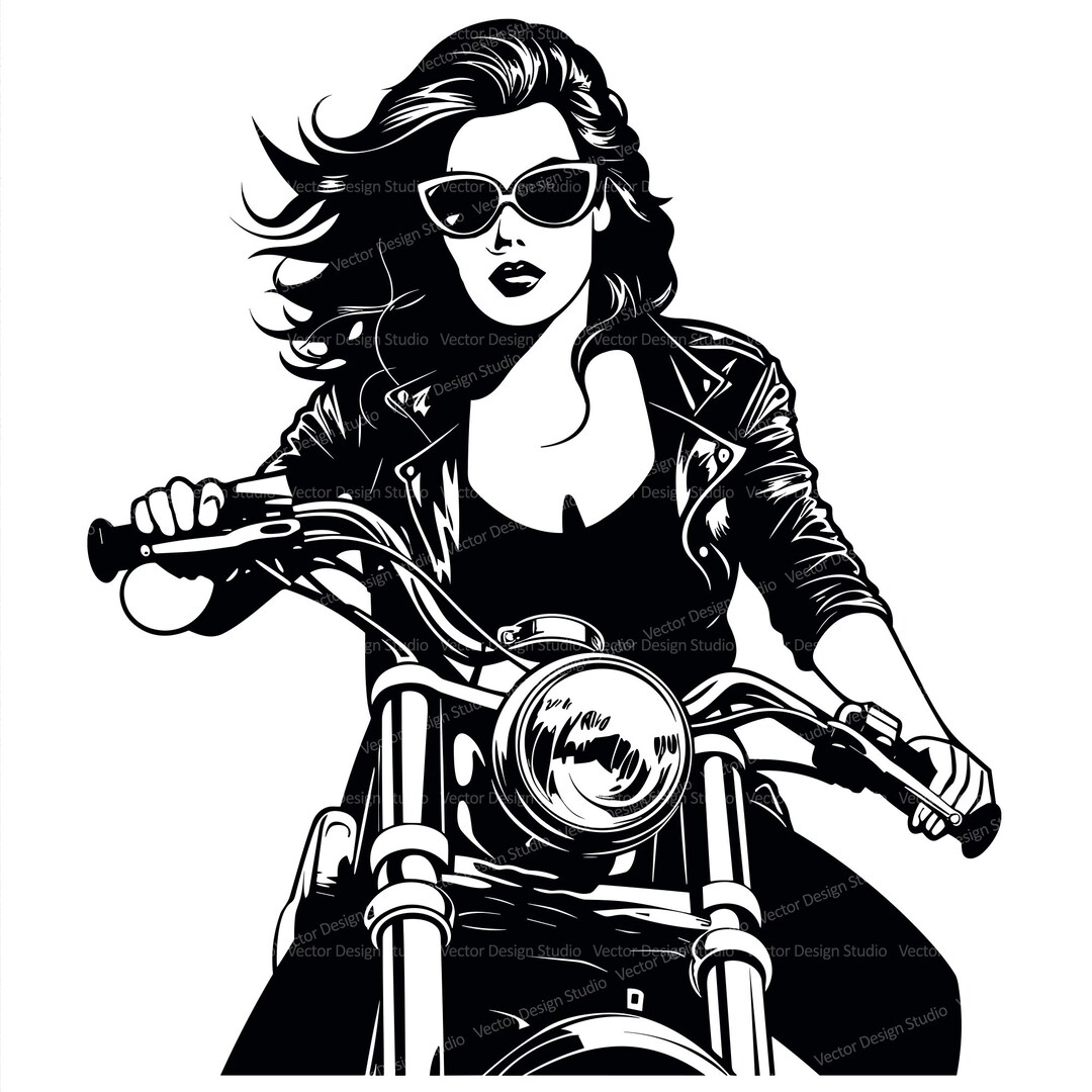 Biker Chick Svg & PNG Files, Woman Riding Motorcycle Clipart Silhouette ...