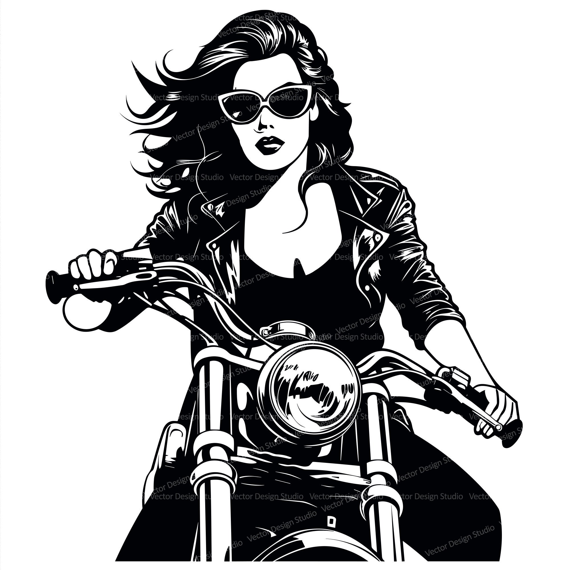 Biker Chick Svg & PNG Files, Woman Riding Motorcycle Clipart Silhouette ...