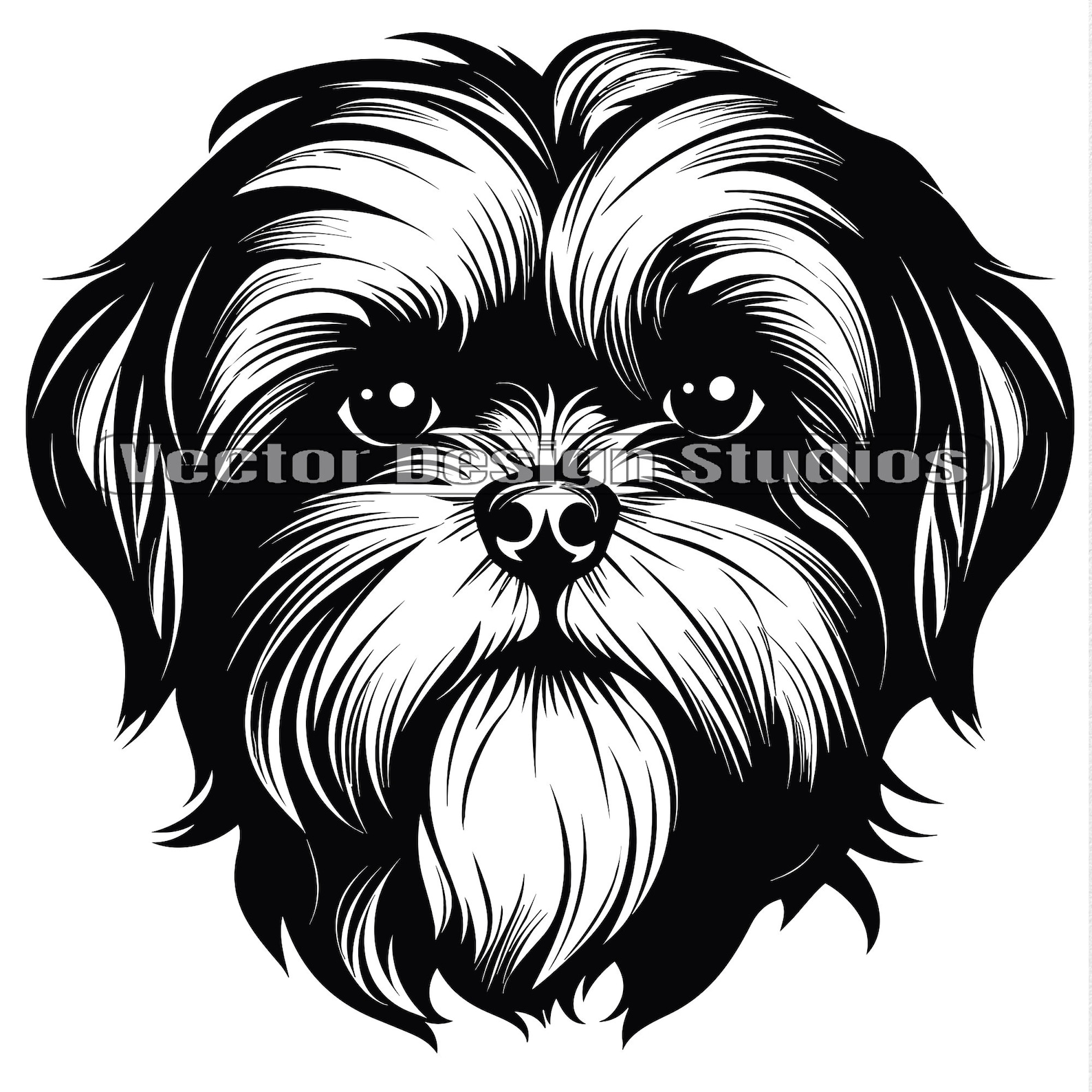 Shih Tzu Face SVG & Png Files, Vector Images Clipart, Dog Shih Tzu Head ...