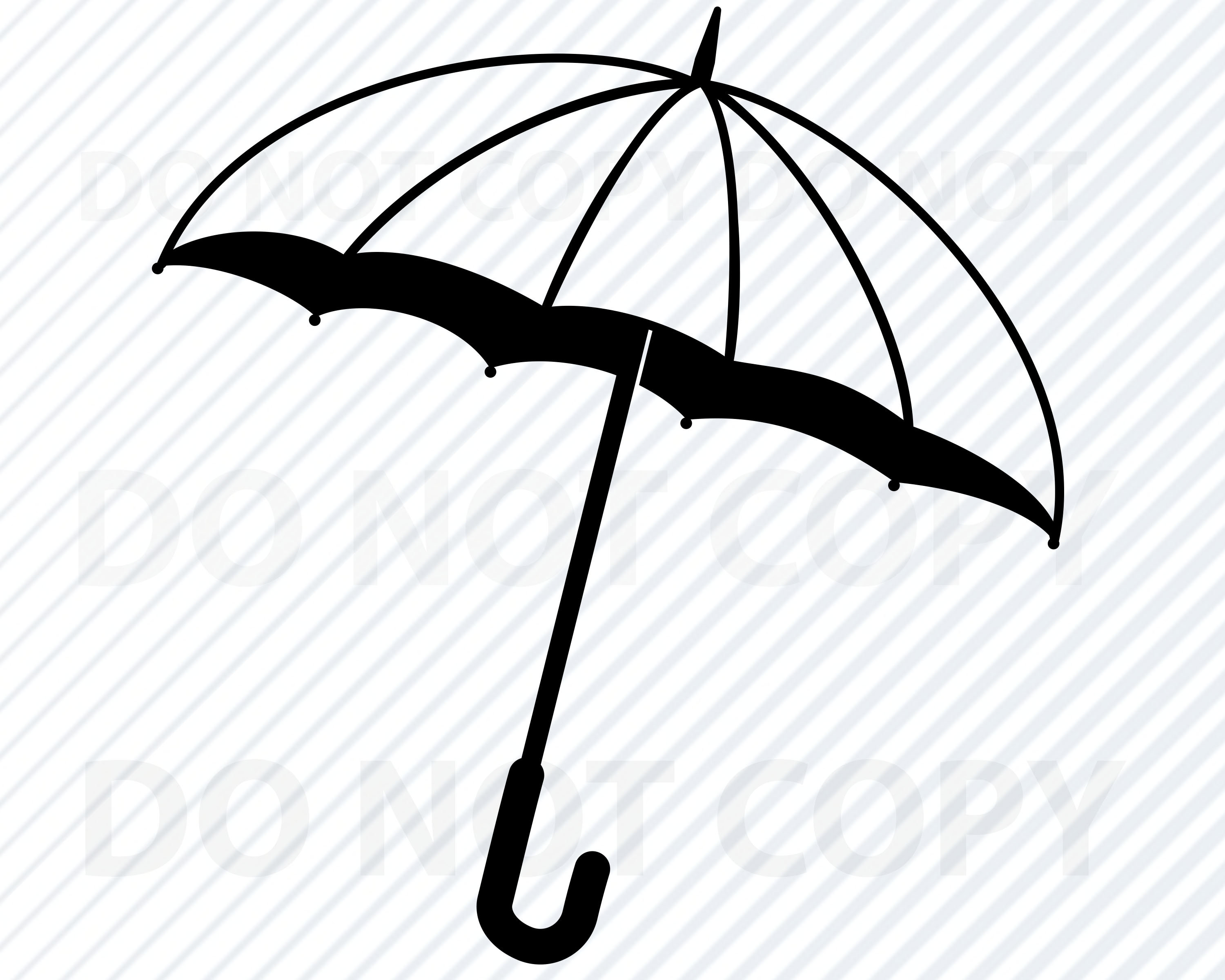 JPG Umbrella Vector Clipart Set Outline & Silhouette Digital Drawing ...
